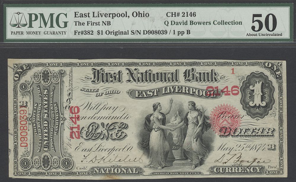 NEW - East Liverpool, OH, Charter #2146, Serial Number 1 Fr.382, $1 ...