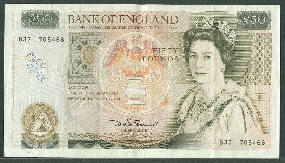 England, P-381a, ND (1981-93) 50 Pound Note