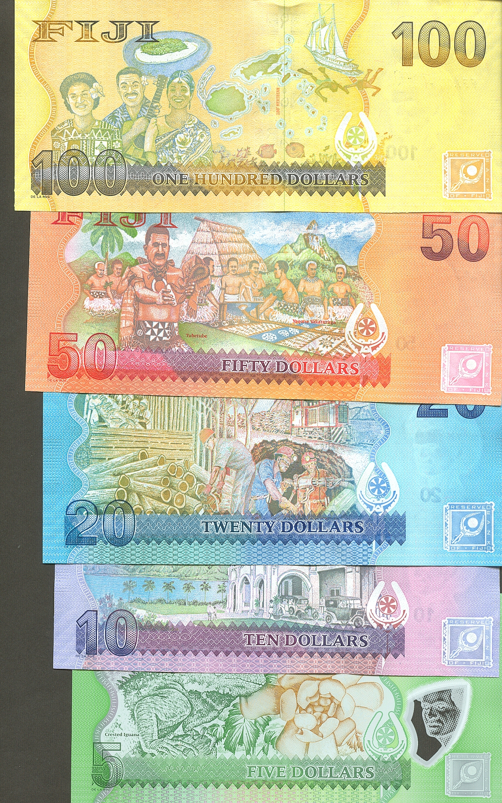 NEW - Fiji, 2013 Set, $5, $10, $20, $50 & $100 GemCU