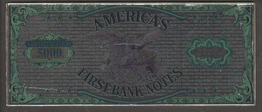 Silver Bar "America's First Bank Notes" 4 Oz. .999 Fine Silver
