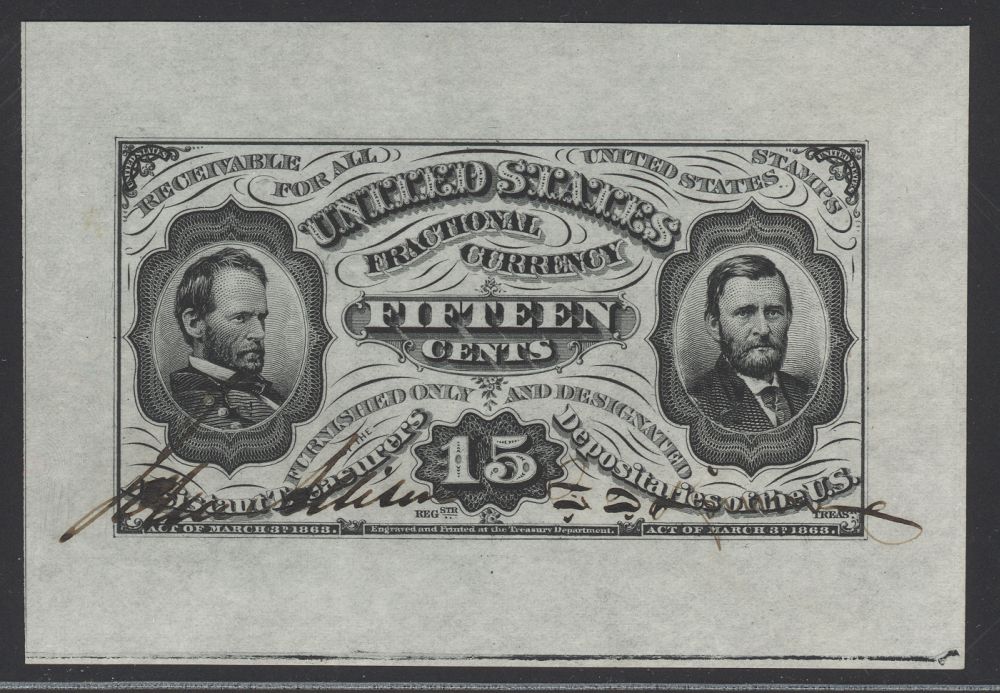 NEW - Fr.1275 SP, 1863 15 Cent Grant-Sherman Wide-Margin Face, Hand ...