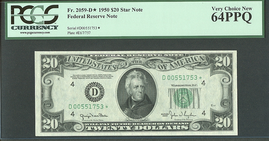 1950 $20 Cleveland Star Note, vChCU, PCGS64-PPQ