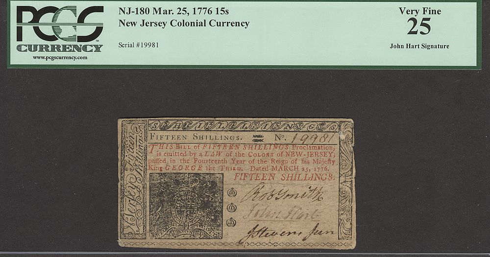 Signer of The Declaration of Independence! NJ-180 Colonial, 15 ...