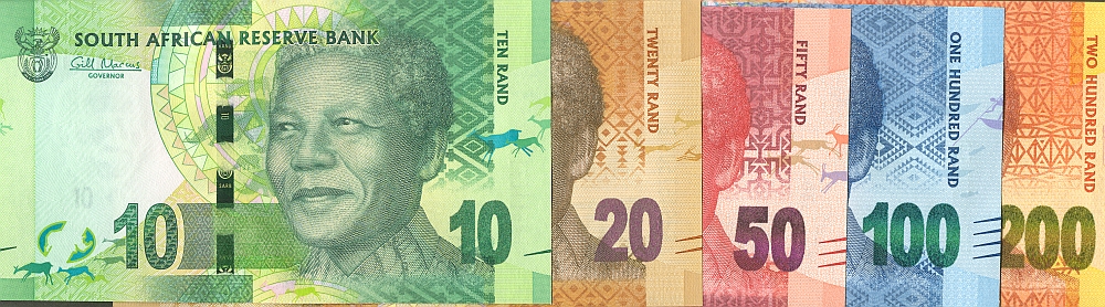 South Africa, Set of 2012 "Mandela Notes", 10-20-50-100 & 200 Rand, GemCU